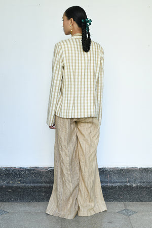 Buy Linen Silk Checkered Jacket Set for Women by Lahario
